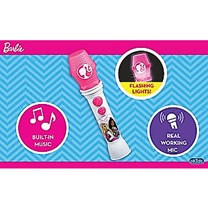 EKids BE-070.11Mv22 Barbie Microphone for Kids, Built-in Music and Flashing Lights for Fans of Disney Toys for Girls, Black