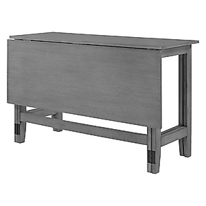 LUMISOL Farmhouse Drop Leaf Folding Dining Table, Space Saving Flip Top Dining Kitchen Table for 4, Solid Wood Extendable Dining Room Table for Small Space, from 18" to 36" (Gray)