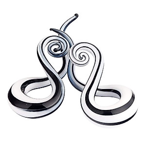 Qmcandy 2 Pieces Glass Spiral Tapers Glitter Twist Stretchers Ear Gauges 00g Black Lines