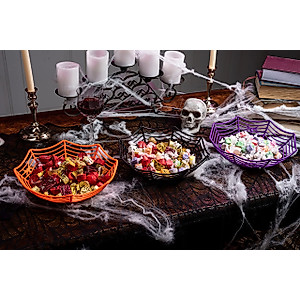 JOYIN 3 Pcs Large Halloween Spider Web Plastic Baskets Bowls, Trick or Treat Hand Grabbing Candy Holder Bowls for Halloween Themed, Classroom, Party Supplies Decoration
