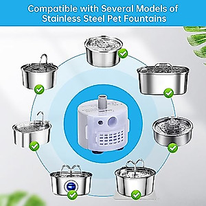 Cat Water Fountain Pump, DR-DC Replacement Pump for Stainless Steel Pet Water Fountain, Pet Fountain Pump for Adjustable Water Flow Water Dispenser, Ultra Quiet Pump for Dog Drinking Fountain
