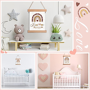 Boho Rainbow Nursery Decor Boho Rainbow Wall Art Boho Nursery Wall Decor Jesus Loves Me Hanging Wall Art Baptism Gifts for Girl Baby Shower