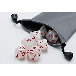 Polyhedral DND Dice Set Pearl Dice for Dungeons and Dragons, Pathfinder, D&D, RPG, MTG,7-Die Set Role Playing Games Dice(with Glitter)