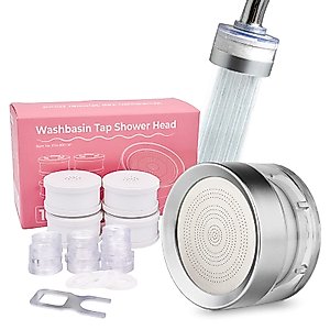 Faucet Water Filter for Bathroom Sink-Water Purifier for Faucet Remove 99% Chlorine Heavy Metals and Other Sediments,Hard Water Purifier Reduces Dry Itchy Skin for Adult,Baby,Pet(4 Filters)