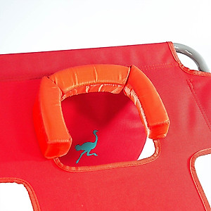 Ostrich Chaise Lounge Beach Chair for Adults with Face Hole - Versatile, Folding Lounger for Outside Pool, Sunbathing and Reading on Stomach - Deluxe, Foldable Laying Out Chair for Tanning (Red)