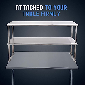 Profeeshaw Stainless Steel Overshelf for Prep & Work Table 12” x 48” NSF Commercial Adjustable Double Shelf 2 Tier for Restaurant, Bar, Utility Room, Kitchen and Garage