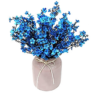 6Pcs Baby Breath Flowers Faux Artificial Gypsophila Bouquet Fake Silk Flower Real Touch Flower for Wedding Party Decoration Bouquets Real Touch DIY Home Garden (Blue)