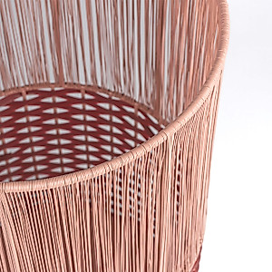 happimess HPM1101C Harper Modern 4.13-Gallon 2-Tone Faux Wicker Cylinder Waste Basket, Pink/Red for Home, Bathroom, Living Room, Office, Bedroom, Kitchen