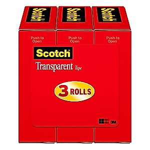 Scotch Transparent Tape, 3/4 in x 1000 in, 3 Boxes/Pack (600K3)