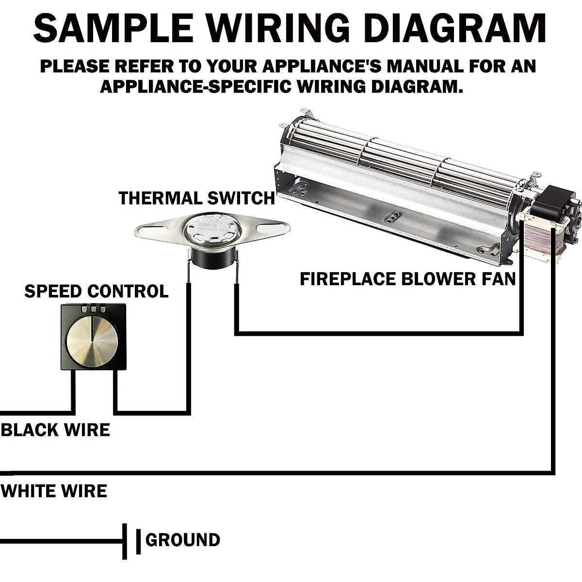 Thermal Switch Fireplace Fan Control Switch Thermal Fan Switch for Fireplace Blower (115 Degree ON, 90 Degree Off)