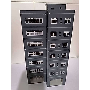 ATINGSHOKB HO Scale Building 1:87 DIY Train Railway Modern Tall Business Buildings Office House Assembled Architectural for Model Train Layout (Gray)