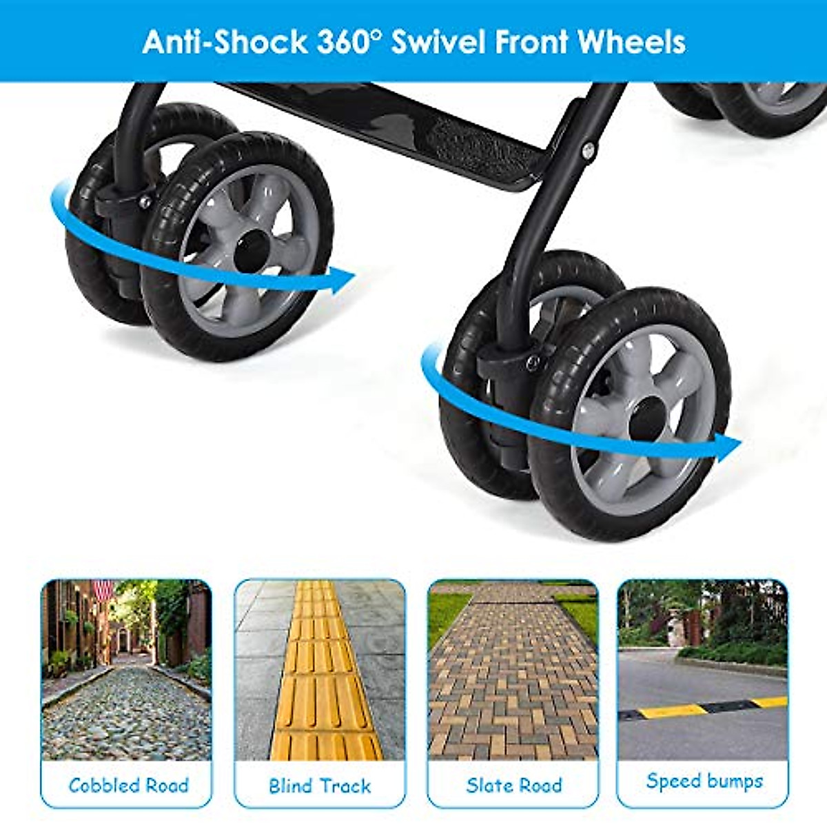 BABY JOY Lightweight Stroller, Compact Travel Stroller, Infant Stroller w/Adjustable Backrest & Canopy, Cup Holder, Storage Basket, 5-Point Harness, Easy Fold, Umbrella Stroller for Toddler, Black