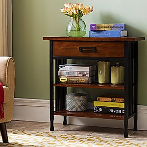 Leick Home SINCE 1912 Ironcraft Foyer Bookcase with Drawer Storage