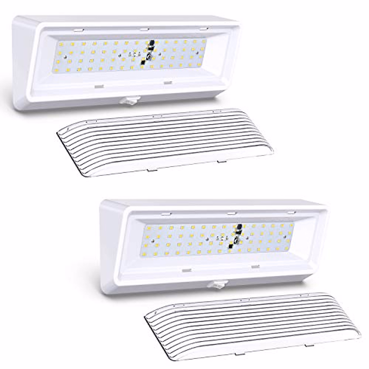 Leisure LED 2 Pack RV Exterior Porch Utility Light with Switch XL 12v 650 Lumen Lighting Fixture. Replacement Lighting for RVs, Trailers, Campers, 5th Wheels White Base Clear Lens (White, 2-Pack)