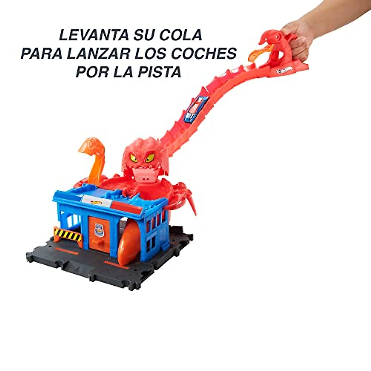 Hot Wheels Toy Car Track Set City Scorpion Flex Attack & 1:64 Scale Car, Bendable Tail Extends 2.5 Ft., Connects to Other Sets