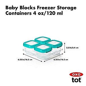 OXO Tot Baby Blocks Freezer Storage Containers Teal (4 Oz)