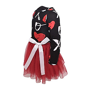 Girls Long Sleeve Valentines Day Tulle Tutu Dress for Kid and Toddler Black 7 Years