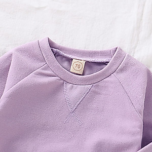 Dimoybabe Baby Girl Clothes Boy Sweatshirt Infant Outifts Set Spring Winter Long Sleeve Outfits + Stripped Pants 2pcs Stripe Purple