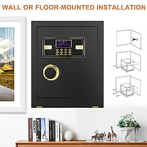 2.3 Cub Home Safe Fireproof Waterproof, Large Fireproof Safe Box with Fireproof Document Bag, Electronic Keypad and Spare Key, Digital Home Security Safe for Money Firearm Medicine Valuables