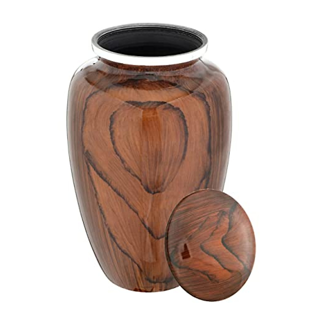 BOLD & DIVINE Cherry Wood Grain Finish Cremation Urn | Human Ashes Adult Memorial urn, Burial, Funeral Cremation Urns | 200 Cubic Inches Adult
