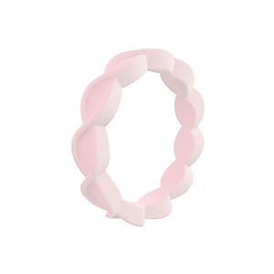 QALO Women's Rubber Silicone Ring, Eternity, Wedding Ring for Women, Breathable, Durable Engagement Silicone Band, 4mm Wide 2.4mm Thick, Pastel Pink, Size 6