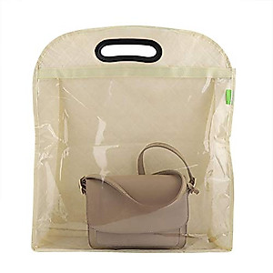 Wardroble Hanger Bag, Non-woven Fabrics Transparent Dustproof Storage Bag, Durable Beige Clear for Home(XL)