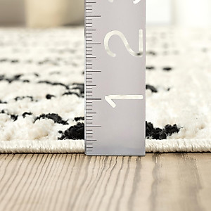 Abani Viva Cream Black Area Rug - 8 x 10 - for Living Room, Bedroom, Dining - Modern Moroccan Tribal Design - Soft, Durable, and Easy to Clean