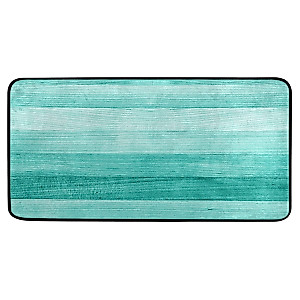 Kitchen Rugs Teal Turquoise Green Wood Non-Slip Kitchen Mats Bath Runner Rug Doormats Area Mat Rugs Carpet for Home Decor 39" X 20"…