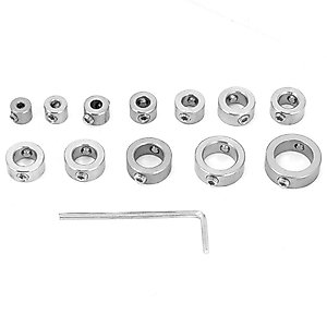 MLMLH Drill Stop Bit Collar Set with Hex Wrench 12pcs Drill Depth Stop Bit Collar Stainless Steel Drill Bit Depth Stop 3mm 4mm 5mm 6mm 7mm 8mm 9mm 9.5mm 10mm 12mm 14mm 16mm Positioner Ring