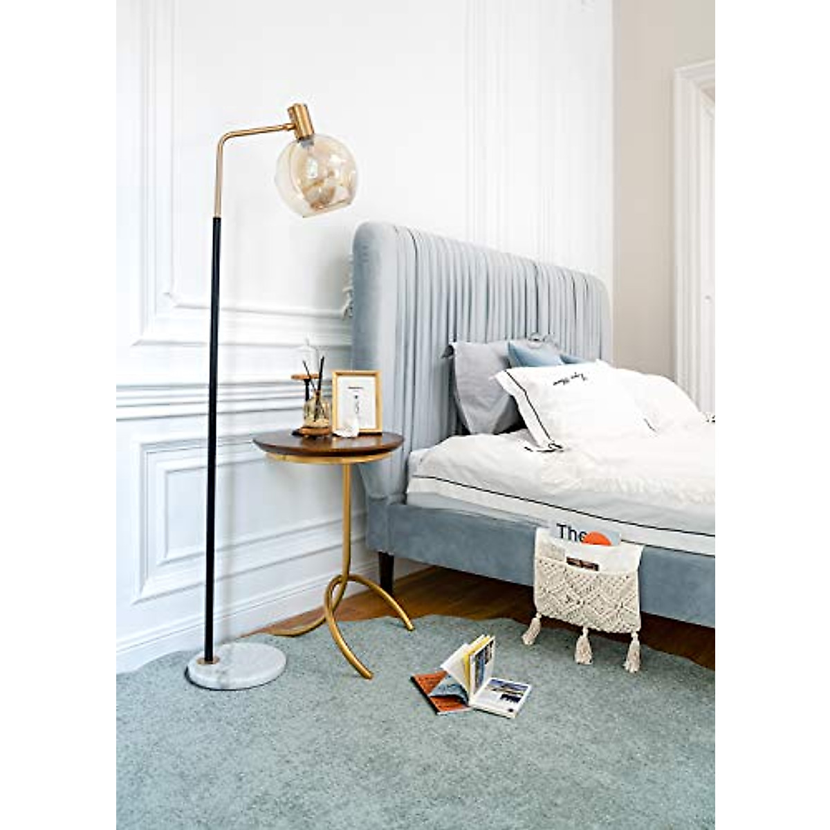 Mkono Macrame Sofa Armrest Organizer Remote Control Holder Magazine Storage Basket Bed Couch Chair Arm Bedside Caddy for TV Remote Control, Magazine, Books, Cell Phone, iPad, Boho Home Decor, Ivory