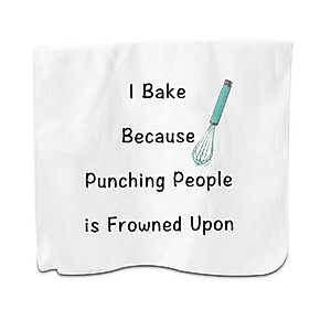 Baker Gift Baking Kitchen Towel I Bake Because Punching People is Frowned Upon Towel Pastry Chef Gift Culinary Student Gift