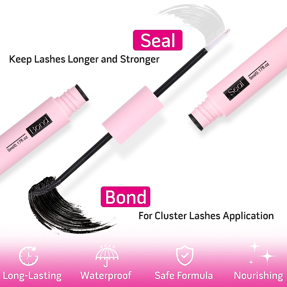 Eyelash Extensions Kit 300 Pcs Lash Clusters Individual Lashes with Strong Hold Lash Bond and Seal and Cluster Eyelashes Applicator Tool (20D/30D/40D)