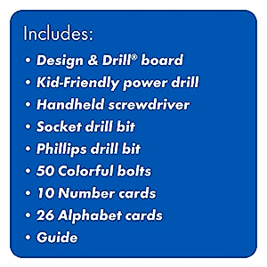 Educational Insights Design & Drill ABCs & 123s, 90 Pieces with Electric Drill Toy, Preschool Kindergarten Classroom Essentials, Ages 3+