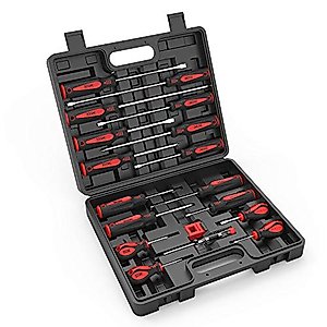 XOOL Magnetic Screwdriver Set 18 PCS, Professional Cushion Grip 9 Phillips and 7 Flat Head Tips Screwdriver Non-Slip for Repair Home Improvement Craft