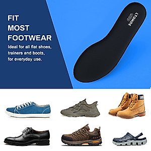 Memory Foam Insoles for Men, Replacement Shoe Inserts for Work Boot, Running Shoes, Hiking Shoes, Sneaker, Cushion Shoe Insoles for Foot Pain Relief, Comfort Inner Soles 8mm Black US 11