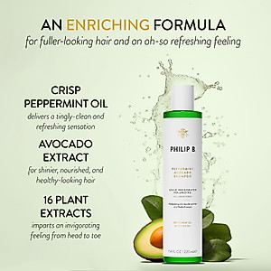 PHILIP B Peppermint Avocado Shampoo 7.4 oz (220 ml) | Volumizing & Clarifying Shampoo Refreshes Scalp and Deep-Cleans Hair