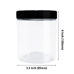 UEJYWUY 24 Pack 17 Oz Plastic Jars With Screw Lids, Wide Mouth Empty Clear Plastic Storage Container, Food Grade Large Round Jar for Household and Kitchen Organizing