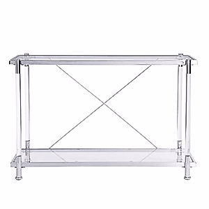 Sybrioka Glass Console Tables for Entryway, Acrylic Chrome Silver Sofa Side Table Metal Leg, Long Narrow Entryway Table for Small Space Hallway Living Room (Silver, Entryway Table)