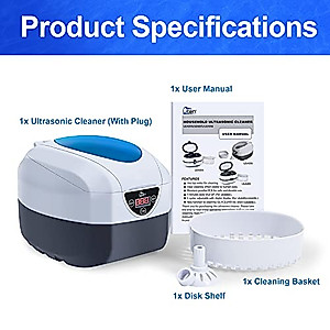 Jewelry Cleaner, Professional Ultrasonic Cleaner with Timer, Portable Household Jewelry Cleaning Machine for Eyeglasses, Rings, Razors, Coin, Earrings, Necklaces, Watches, Combs, Denture 750 mL