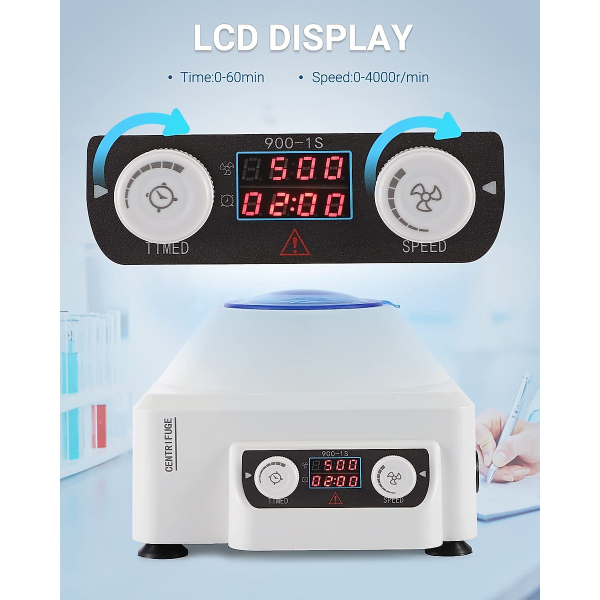 Mxmoonant Centrifuge Machine LCD Display Digital Desktop Electric Centrifuges, with Time & Speed Adjustable, 10ML*6 Rotors for Lab School Science Plasma Research (900-1-Plus) (Green)