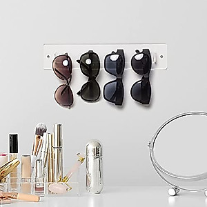 MyGift Modern Wall Mounted Clear Acrylic Sunglasses Hanger Rack, Eyewear Display Rail Holder