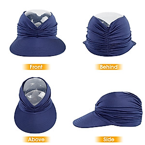 Beorndmy Sun Visor Hat Womens Wide Brim Elastic Empty Top Summer Hats for Women UV Protection Beach Travel Cap