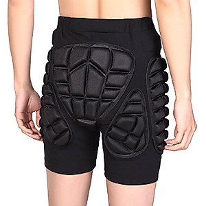 Soared 3D Protection Hip Butt EVA Paded Short Pants Protective Gear Guard Impact Pad Ski Ice Skating Snowboard Black XS