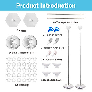 Balloon Column Stand Kit, Set of 4 – 7ft Height Adjustable Balloon Arch Stand Kit, Metal Telescopic Balloon Stand for Baby Shower, Birthday, Wedding, and Graduation