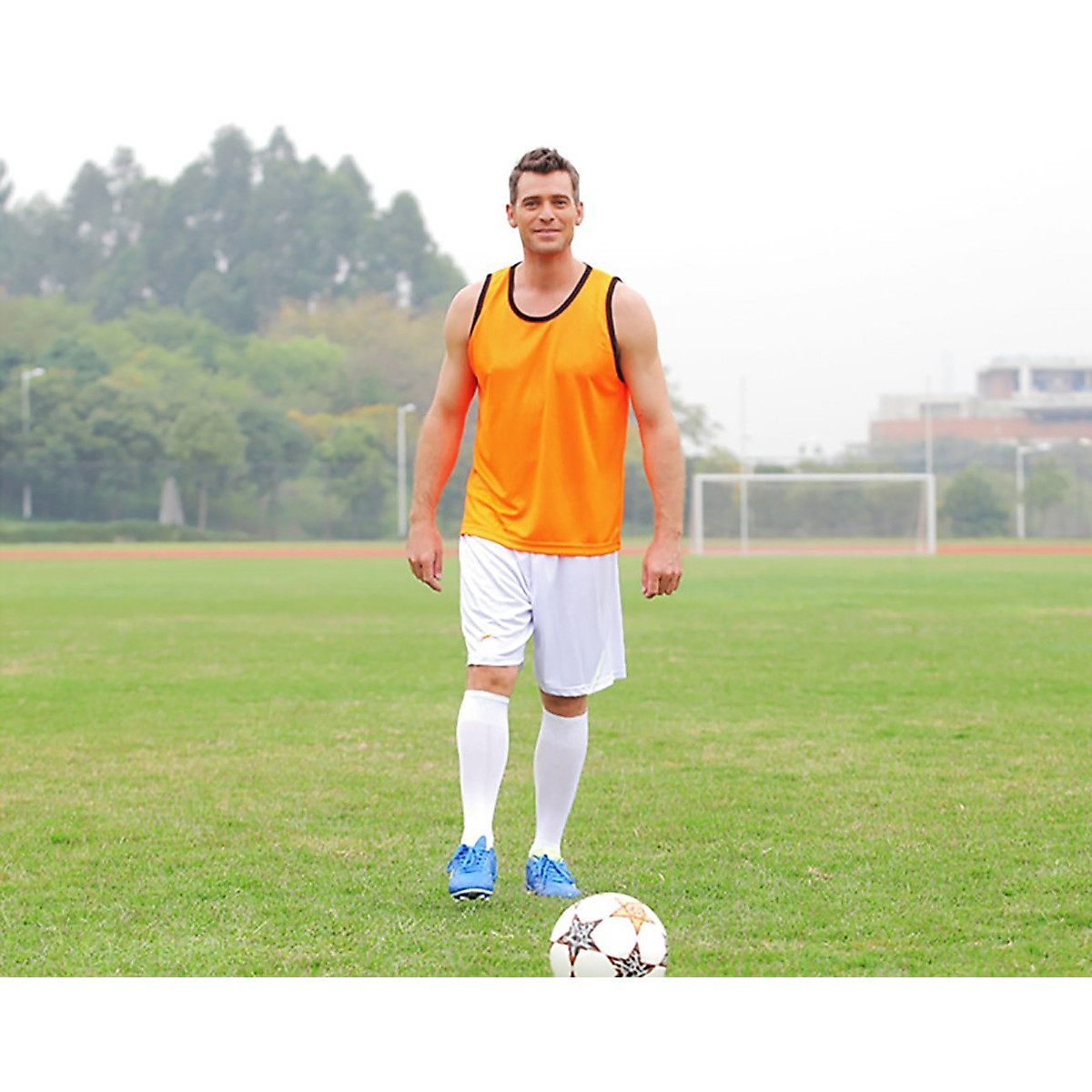 DreamHigh 12 Pack Soccer Team Sports Training Vest Adult Neon Green One size (L)