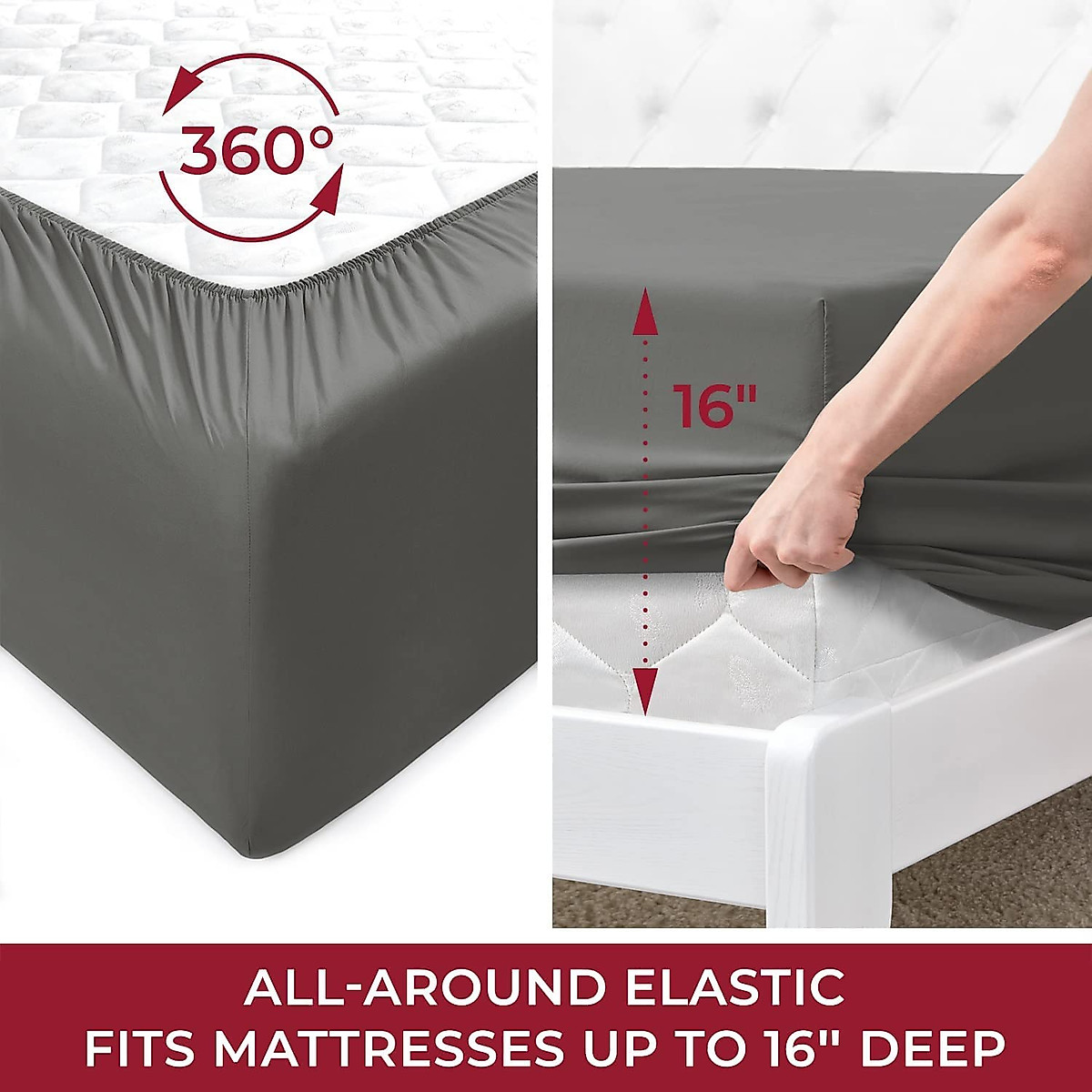 Mellanni Bed Sheet Set + Flannel Duvet Cover Set Bundle&Save - Bundle Includes: 4pcs Bed Sheet Set and 3pcs 100% Organic Cotton Flannel Duvet Cover Set (Queen, Gray)