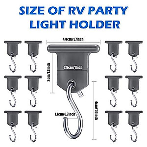 BBTO RV Awning Light Clip RV Party Light Holder Camper Awning Hook Light Accessory Plastic and Metal Light Hook Gray Camper Light Support Hanger for Camping Tent Indoor Outdoor Decor (28 Pieces)