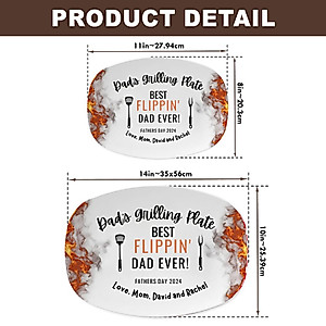 LASFOUR Custom Grilling Plate Best Flippin' Dad For Dad Papa, Daddy's Grilling Plate Personalized Father's Day Grilling Gifts, Platter Gift From Daughter Wife Funny Bbq Birthday Present Ideas (PA06)