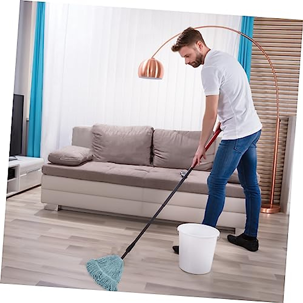 DOITOOL 1pc Cleaning Mop for Floor Miniature Trash Can Commercial Mop Wet Mop Commercial Mop Handle Reusable Mop Head Green Practical Mop Cloth Mop Accessories Mop Cloth Replacement Refill
