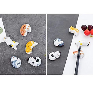 STJDM APULM Cat chopstick holder Lucky cat Lucky cat Penrest chopstick holder Cat chopstick pillow Ceramic cute decoration Ideal for taverns, family dining tables, living rooms